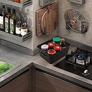 Dehouse Woven Plastic Storage Basket, 6 Packs, Black