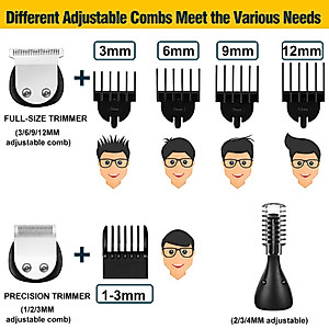 SURKER Beard Trimmer for Men Hair Clippers Body Mustache Nose Hair Groomer Cordless Precision Trimmer 6 in 1 Grooming Kit Waterproof USB Rechargeable