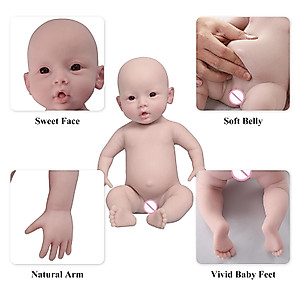 EQAIWUJIE 18.5 Inch Silicone Reborn Doll Full Body Silicone Newborn Baby Real Reborn Baby Doll (Tan, 18.5 Inch Girl)
