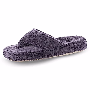 Acorn womens Spa Thong With Premium Memory Foam Slipper, Squid Ink, 8 9 US
