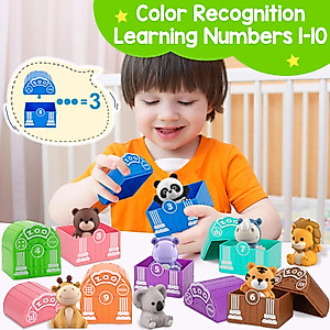 KMUYSL Learning Toys for 1,2,3 Year Old, 20 Pcs Animals Toy, Counting Skill, Color Matching, Fine Motor Game, Christmas Birthday Easter Educational Gift for Baby Toddler Boys Girls Age 12-18 Months