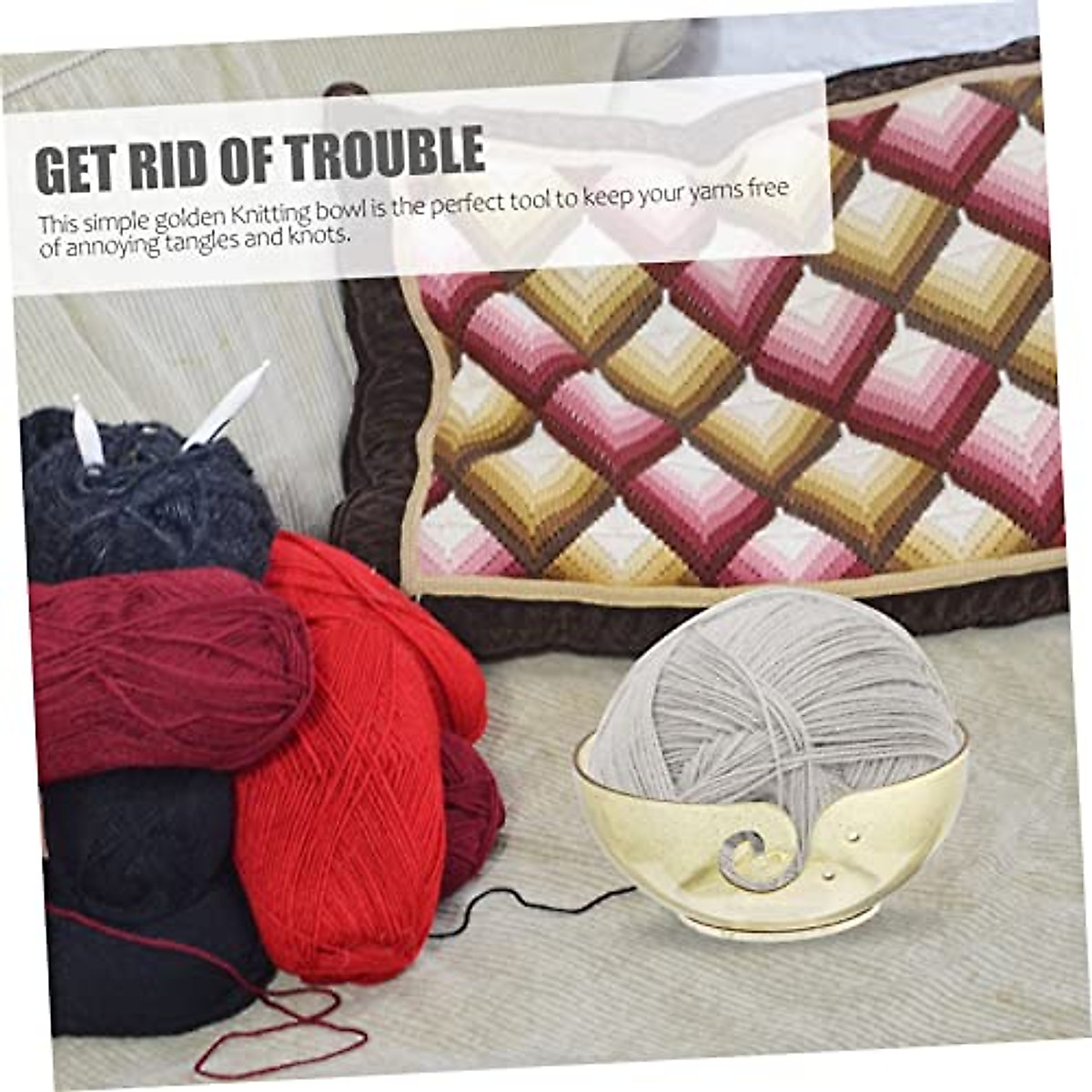 COHEALI 3pcs Crochet Hole Clear with Lid Needles Round Basket Golden Container Craft Organizer Holder Large Crocheting Kit Plastic Day & Top Supplies Wool Handmade Facialmask Crafts Bowl