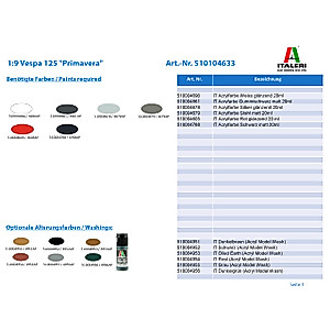 Italeri 4633 510104633-1:9 Vespa 125" Primavera, Model Building, Construction kit, Stand Model Making, Crafts, Hobbies, Gluing, Plastic kit, unpainted