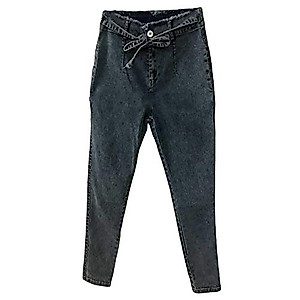 Andongnywell Women's High Waist Skinny Destroyed Ripped Denim Pants Long Stretch Distressed Pencil Jeans Trousers (Gray,Small)