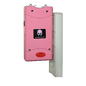GLADIATOR Ultra Powerful Mini Stun Gun w/Safety Pin - Rechargeable Flashlight (Pink)