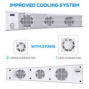 FYOUNG Slim Cooling Fan for Sony Playstation 5 Digital Edition & Ultra HD Console, Cooling System for PS5 with 3 Cooling Fans and USB Port (White)
