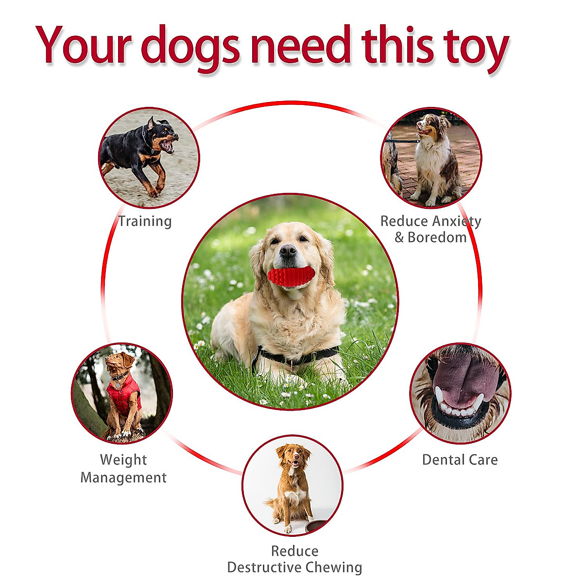 HUASONG Squeaky Football Dog Toys for Aggressive Chewers: Non-Toxic Natural Rubber Puppy Chew Ball with Squeaker, Almost Indestructible and Durable Pet Toy for Medium and Large Breed