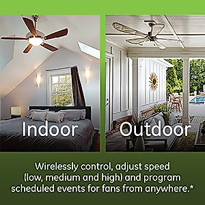 Enbrighten, White & Light Almond, Z-Wave Plus Smart Fan Control, Works with Alexa, Google Assistant, 3-Way Compatible, ZWave Hub Required, Repeater/Range Extender, 55258