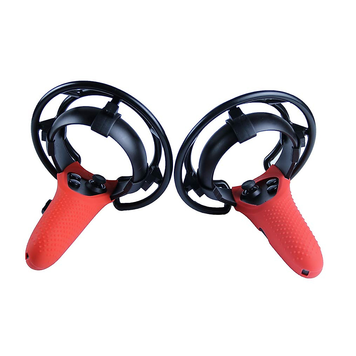 MASiKEN Touch Controller Grip Accessories & Protective Cages Stand for Oculus Quest/Rift S, Premium Controllers Skin Cover, Gel Shell Silicone Collision Protector Ring (Red)