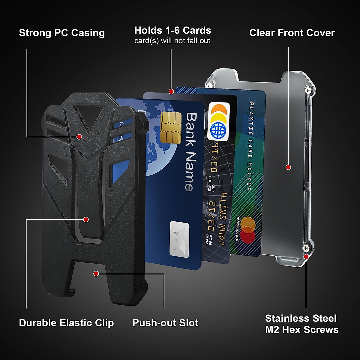 DAYGOS Hard Plastic Badge Holder, Tactical ID/Credit Holder with Heavy Duty Breakaway Neck Lanyard, Detachable Card Holder Lanyards for Keys, Offices, Cruise, School (Black, Holds 1 to 6 Cards)