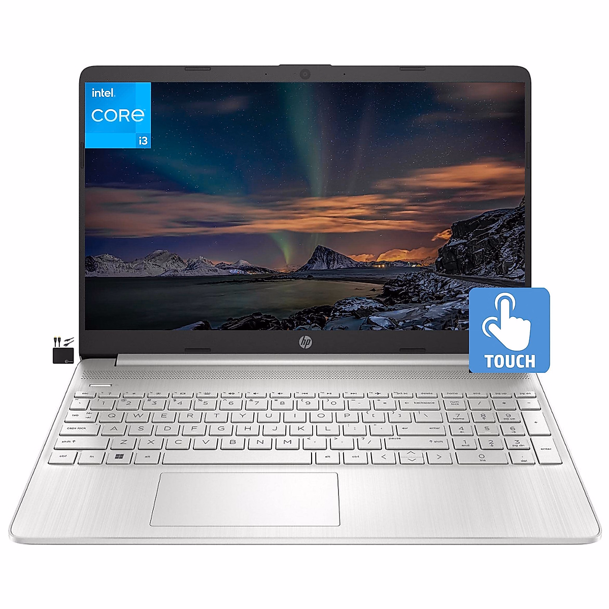 HP 15.6'' HD Touchscreen Laptop, Dual Core Intel i3-1115G4 (Beats i5-1030G7, Up to 4.1GHz), 16GB RAM, 256GB SSD, UHD Graphics, Webcam, WiFi, 11+ Hours Battery, Win11 S+Marxsolcables, Natural Silver