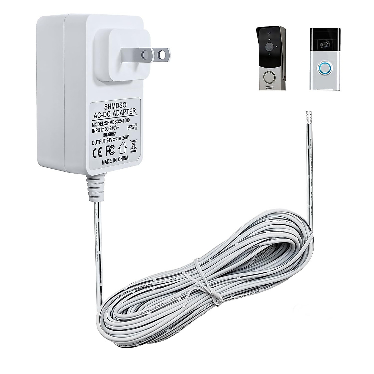 DC 24Volt Transformer,C Wire Adapter,33 FT Long Cable,Compatible with Ring Doorbell Transformer and Thermostat for Sensi,ecobee and Honeywell Transformer