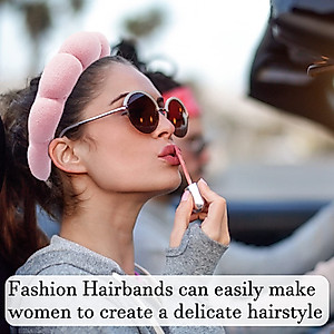 Spa Makeup Headband for Washing Face, Sponge Skincare Face Wash headbands for Women Girls - Bubble Soft Terry Towel Cloth Hair Band for Skincare Makeup Removal, Puffy Non Slip Thick Headwear(Pink)