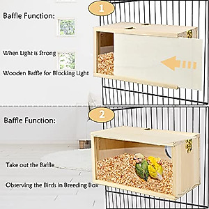 ShuRung Parakeet Nesting Box Cockatiel Nesting Box Bird Nest Bird Breeding Box House Wooden Acrylic Transparent Bird Box with Detachable Wooden Board for Lovebirds Cockatiel Budgie Conure Parrot