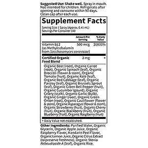 Garden of Life B12 Vitamin - mykind Organic Whole Food B-12 for Metabolism and Energy, Raspberry, 2oz Liquid