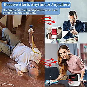 Caregiver Pager Wireless, Shinmax WiFi Smart APP Nurse Emergency Life Alert System Call Button for Elderly/Home/Patients/Disabled/School 1 Receiver+2 SOS Call Buttons (2.4GHz Wi-Fi Only)