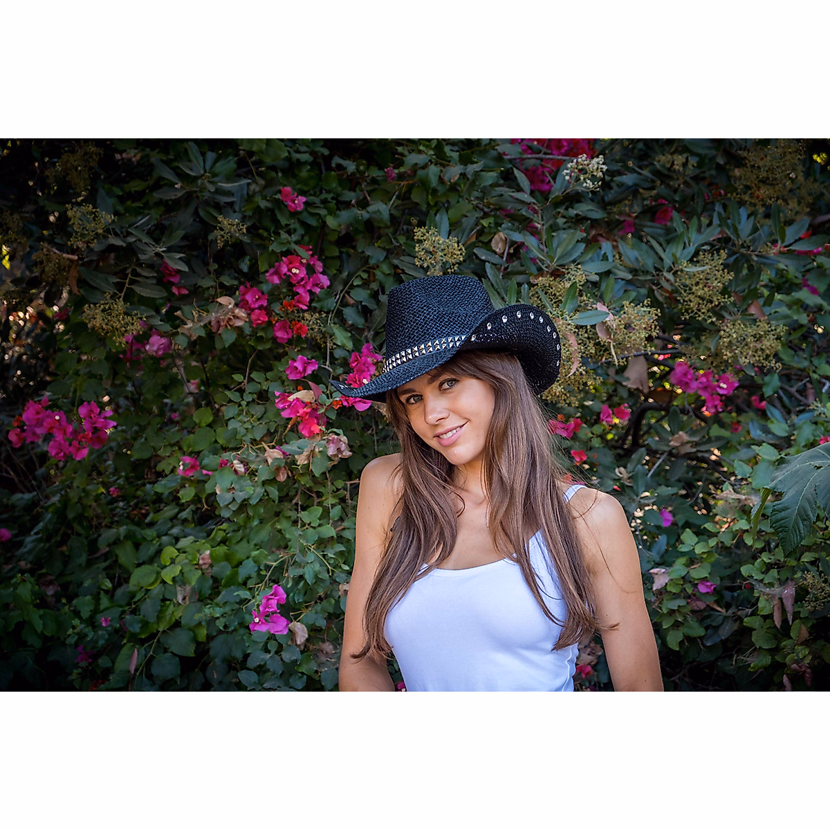 Old Stone Straw Cowboy Cowgirl Hat for Men/Women Unisex Summer Winter Wide Brim Sun Hat Dallas Western Style for Safari Fishing Beach Golf Hiking Multipurpose, Rockstar Black