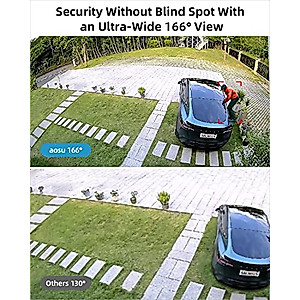 AOSU Security Cameras Wireless Outdoor, 2K HD Home Security System with 166° Ultra-Wide View, 365-Day Battery Life, Night Vision, IP67, No Monthly Fee, Work with Alexa, Google Assistant