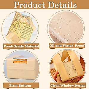 35PCS Large Paper Bread Bags Sourdough Bread Paper Bags for Homemade Bread Kraft Paper Bakery Bags with Window Include 35PCS Label Seal Sticker for Baked Food Packaging Storage (13.6x8.3x4.0 inch)