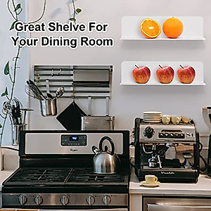 Yulejo 9 Inch Floating Shelves Acrylic Wall Mounted Shelf Acrylic Display Shelf Self-Adhesive Wall Shelves for Bedroom, Gaming Room, Living Room, Bathroom, Office with Cable Clips (White,8 Pieces)