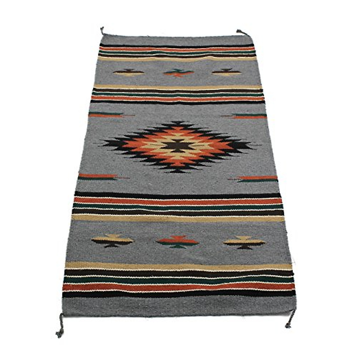 Onyx Arrow Southwest Area Rug, 32 x 64 Inches, Center Diamond, Gray/Black/Multi