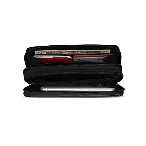 Couture Gems Green Wallet Womens Clutch Wallet for Women DOUBLE ZIPPER Wallet Phone Vegan Leather Clutch Purses For Woman Handbags Large Capacity