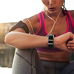 cobee Nylon Watch Straps, Durable Straps for Men/Women Replacement Military 4 Rings Watch Bands Adjustable Wrist Straps with Silver Metal Buckle 18mm/20mm/22mm Lug Width (18mm, Black)