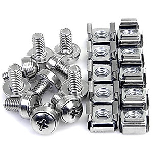 StarTech.com M6 Screws and Cage Nuts - 50 Pack - M6 Mounting Screws and Cage Nuts for Server Rack and Cabinet - Silver (CABSCREWM6)