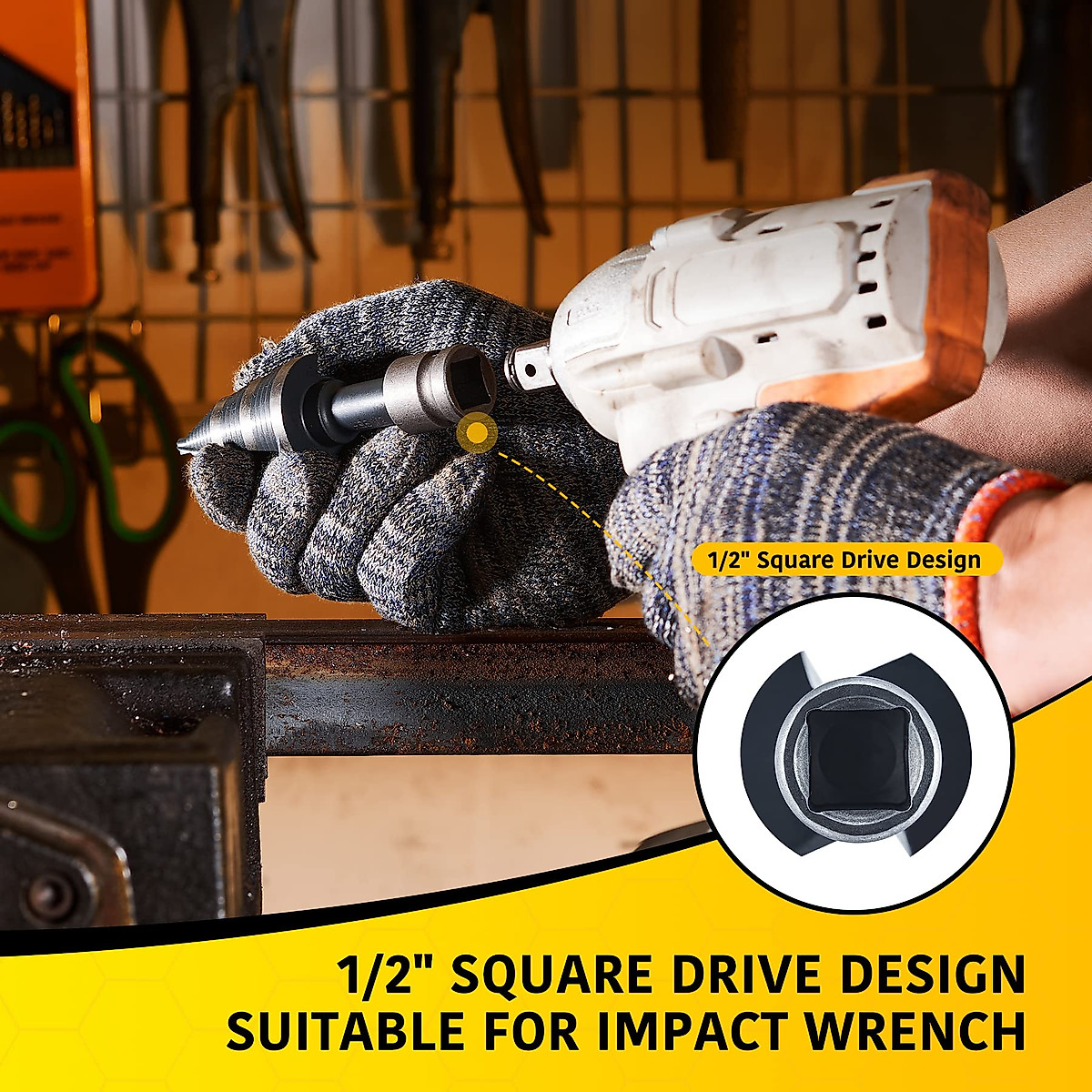 Anfrere M2 HSS Step Drill Bit for Impact Drills, 7/8", 1-1/8", 1-3/8" Black Cone Drill Bits for Steel Metal Sheet Hole Drilling Cutting, Multiple Hole Unibit, Stepped Up Bits Home Tools