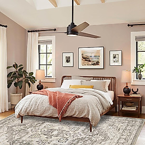 Pauwer Boho Area Rug 5x7, Large Washable Area Rugs for Living Room, Soft Vintage Bedroom Rug Carpet, Farmhouse Non Slip Low-Pile Throw Area Rugs for Dining Room Entryway Dorm, Natural Brown Sage