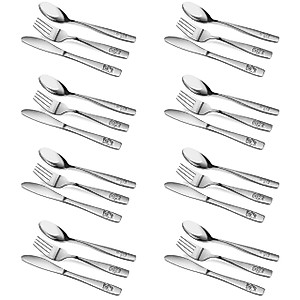 24 Piece Stainless Steel Kids Cutlery, Child and Toddler Safe Flatware, Kids Silverware, Kids Utensil Set Includes 8 Knives, 8 Forks, 8 Spoons, Total of 8 Place Settings, Ideal for Home and Preschools