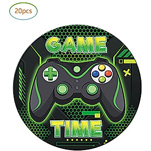 Video Games Party Tableware Supplies Set, 20 Plates and 20 Napkins,Video Games Theme Party Baby Shower Birthday Decorations