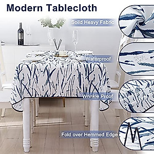 Quainess Mill Table Cloth, 60 * 84 Inch Rectangle Waterproof Tablecovers Wrinkle Resistant Fabric 6ft Table Cover,Washable Tablecloths for Party Kitchen Picnic Indoor and Outdoor Dining