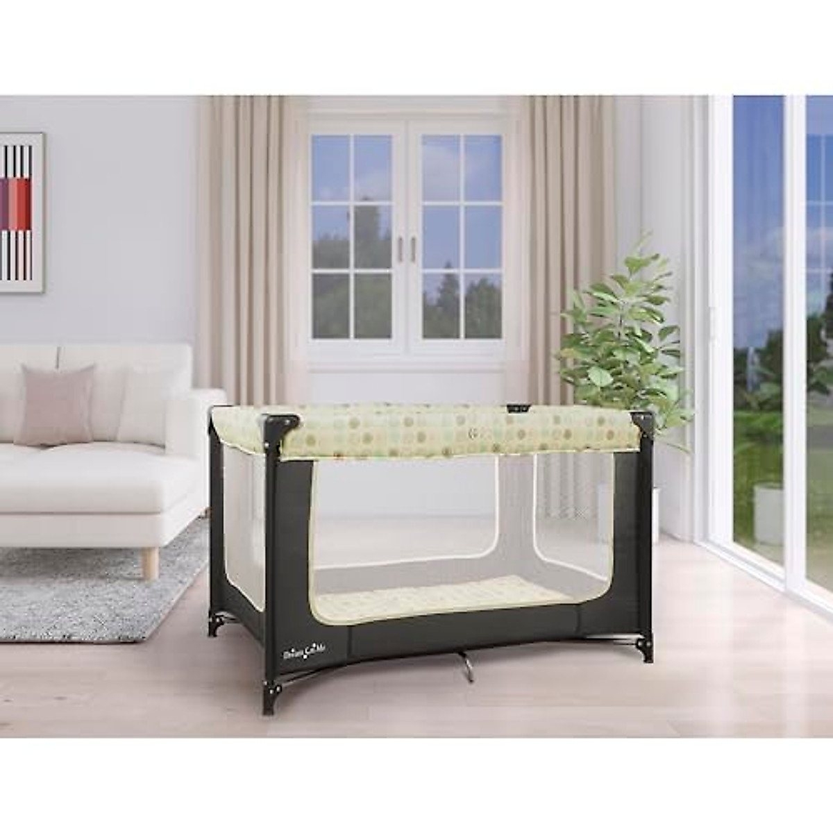 Dream On Me Zodiak Portable Playard in Grey, Lightweight, Packable and Easy Setup Baby Playard, Breathable Mesh Sides and Soft Fabric - Comes with a Removable Padded Mat