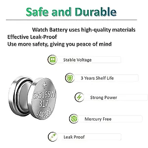 KaPonsec SR516SW 317 1.5V Silver Oxide Watch Battery 10 Count