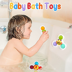 UNIH Spinning Top Sensory Toys for Toddlers Age 1-3, Infant Baby Toys 12-18 Months Suction Cup Spinner Toy, Learning Toys for 1 2 Year Old Boy Gifts, Christmas Birthday Gifts for 1 2 Year Old Girl