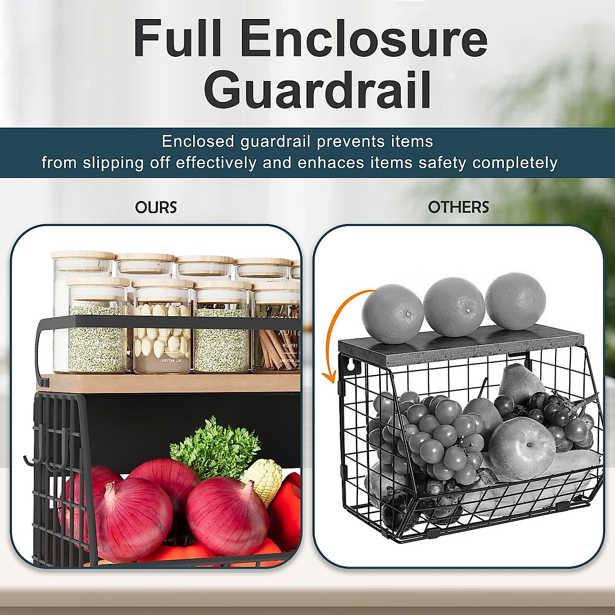 Clothink Magnetic Shelf for Fridge, Onion and Potato/Spice/Snacks/Fruit and Vegetable Storage and Organizer, Wire Basket for Pantry, Kitchen Countertop, RV and Laundry