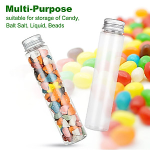 Acrux7 40 pcs Clear Flat Plastic Test Tube with Screw Caps 110ml - Flat-Bottomed Transparent Test Tube for Bath Salt Candy Storage (151 x 34 mm)