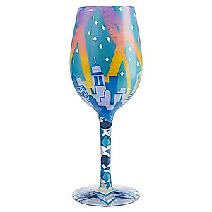 Enesco Designs by Lolita New York Nights Hand-Painted Artisan Wine Glass, 1 Count (Pack of 1), Multicolor