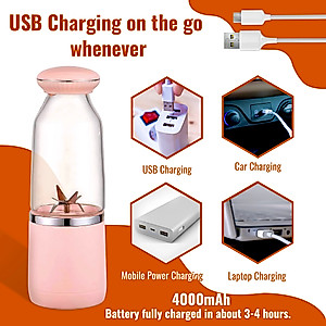 KP'S Variety 2022 ABS proof USB Portable-Personal Blender for Shakes, Smoothies, Protein Shake, any fruit Juice on the Go with High Speed Crushing Ice with 6 blades.