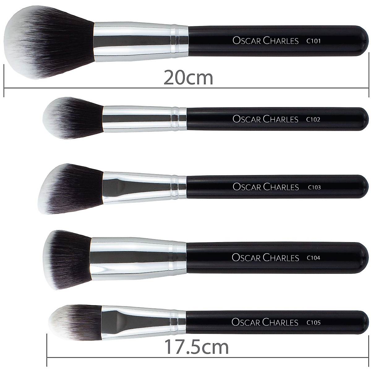 Oscar Charles 17 Piece Professional Makeup Brush Set: Make up brushes with Case, Beauty Blender, Brush Cleaner, Product Guide and Gift Box