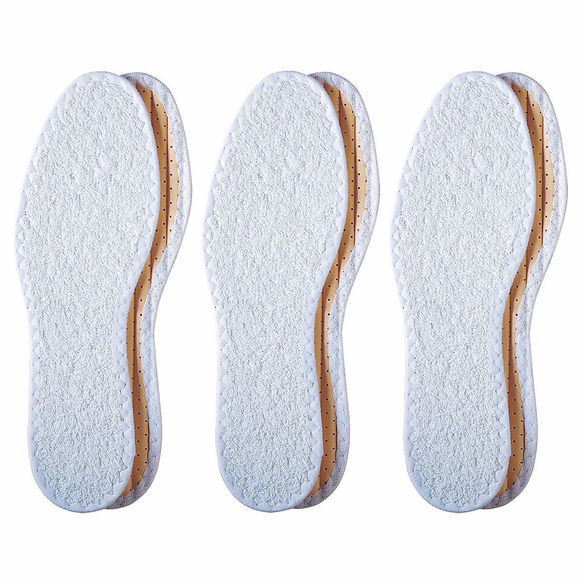 Pedag Summer | Terry Cotton Sockless Insoles | Barefoot Inserts | Handmade in Germany | Absorbs Sweat & Controls Odor | Wear Without Socks | Washable | US 11M/EU 44 | White | 3 Pair