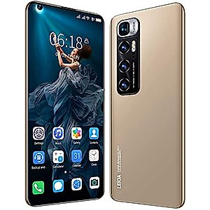 WWJ 4G Smartphone SIM Free Android Phones Unlocked, Android 10.0 Octa-core 16GB ROM, Mobile Phone, 6.8" HD Full Screen, 5600mAh Big Battery,Golden