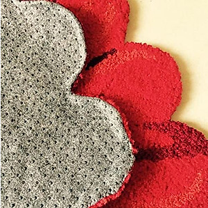 Judy Dre am Red Sunflower Shape Area Rug Hand Woven Floral Round Rugs for Bedroom Kitchen Bathroom Living Room Washable Bath Mat for Christmas Party Dec