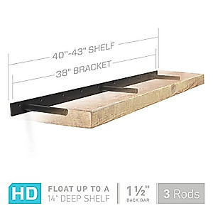 38" Long Heavy Duty Floating Shelf Hardware - for a 42" to 47" Shelf - Manufactured in USA