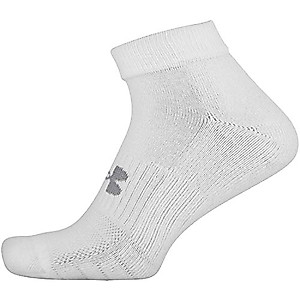 Under Armour Adult Training Cotton Low Cut Socks, Multipairs , White (6-Pairs) , Large