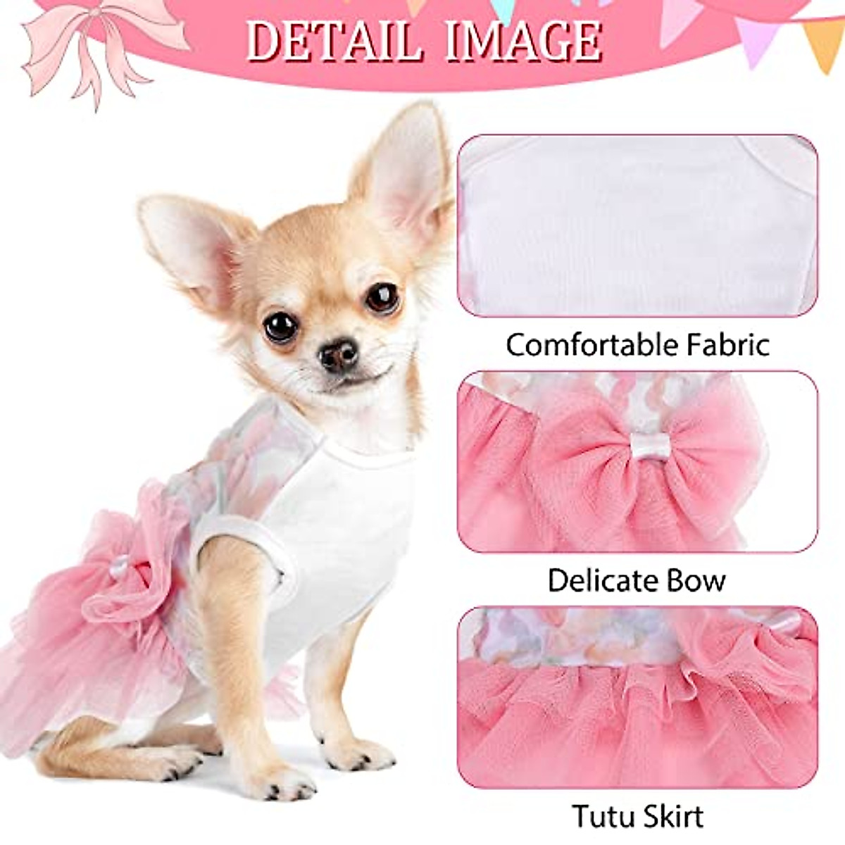BOTEWO Pink Dog Dress Summer Sleeveless Pet Tutu Wedding Dresses Lovely Puppy Party Apparel Clothes(Pink,M)
