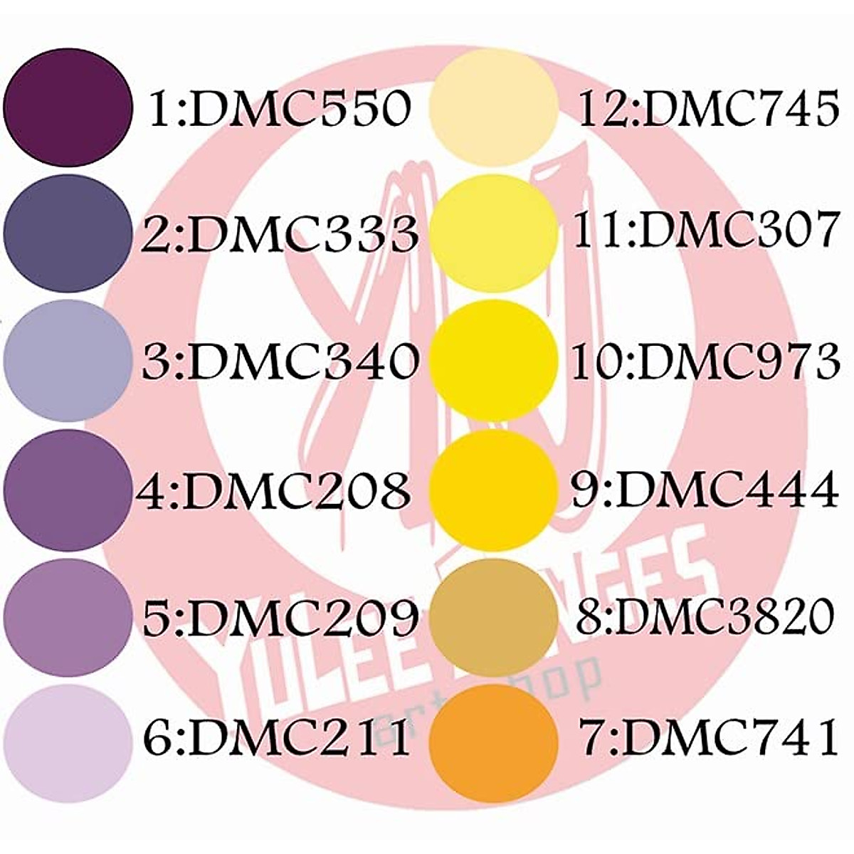 5D Diamond Painting Beads, 6 Shades of Purple and Yellow in 12 Grid Storage Container, 4800pcs Replacement Dots, 12 Vibrant DMC Colors for Your DIY Diamond Painting or Nail Art, DMC Purple&Yellow