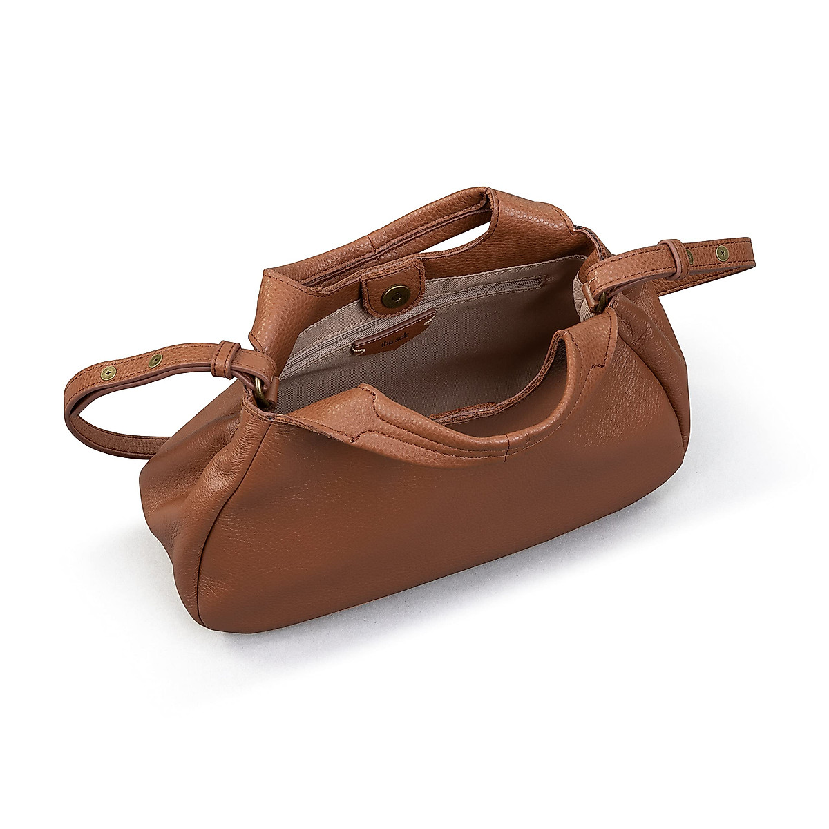 The Sak Rylan Mini Satchel in Leather, Convertible Purse with Adjustable Crossbody Strap, Tobacco