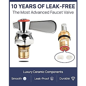 Sepaitek Red Hot Faucet Handle Repalcement Valve Stem Repalcement Assembly, Faucet Parts for Commercial Kitchen Faucet, Brass Constructed with Ceramic Disc